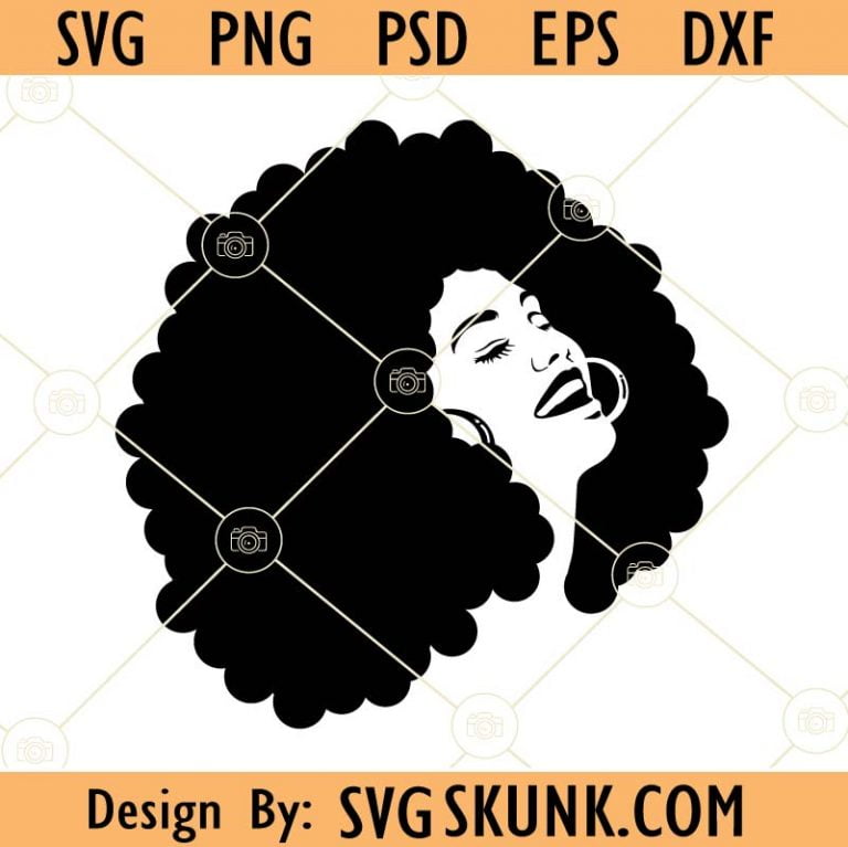 Black woman afro hair svg, Natural Hair svg, Afro Woman Svg, Black ...