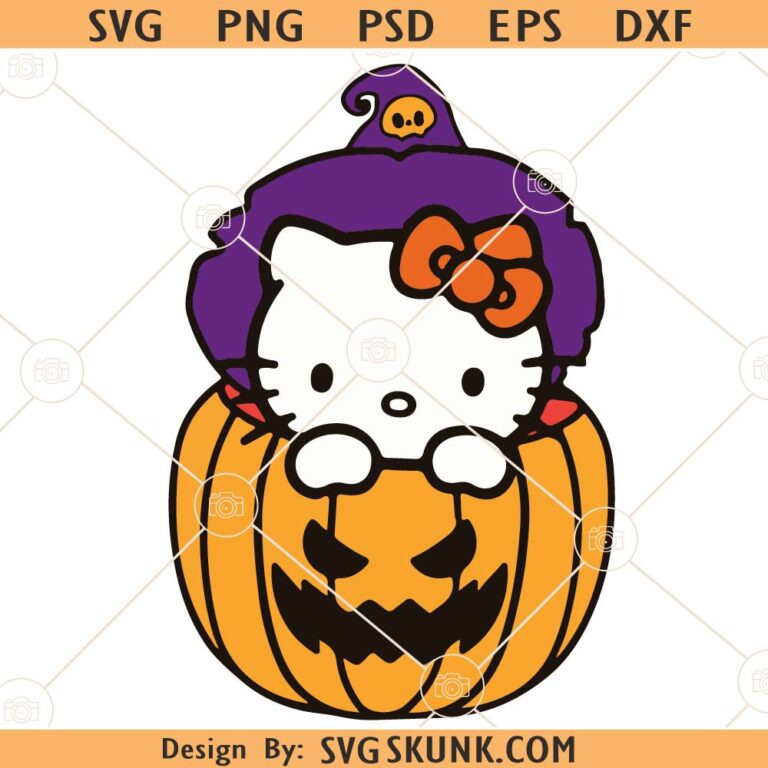 Hello kitty with pumpkin svg, Halloween decor svg, Halloween shirt svg ...