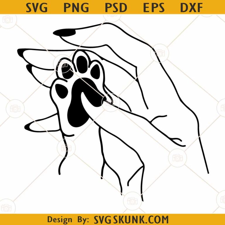 Paw and hand SVG, Hand Holding Paw svg, Hand and Paw Print svg, Paw ...