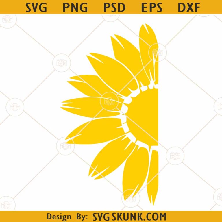 Half Sunflower Svg, Sunflower Svg, Half Sunflower clipart SVG, Half ...