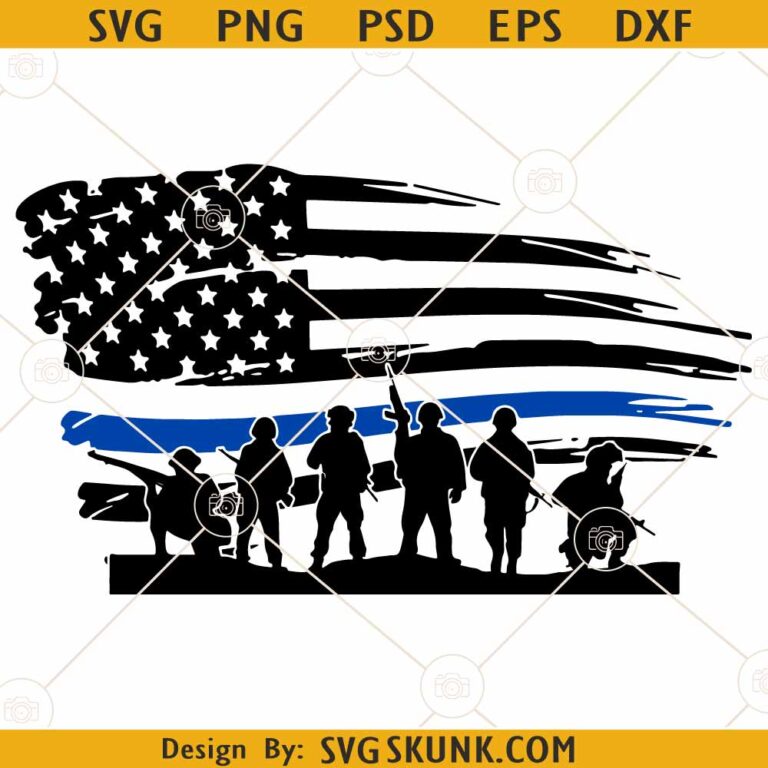 Police thin blue line SVG, Police US Flag SVG, American Flag Thin Blue ...