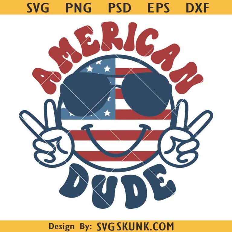 American dude Smiley face svg, 4th of July Svg, Boy 4th of July Svg