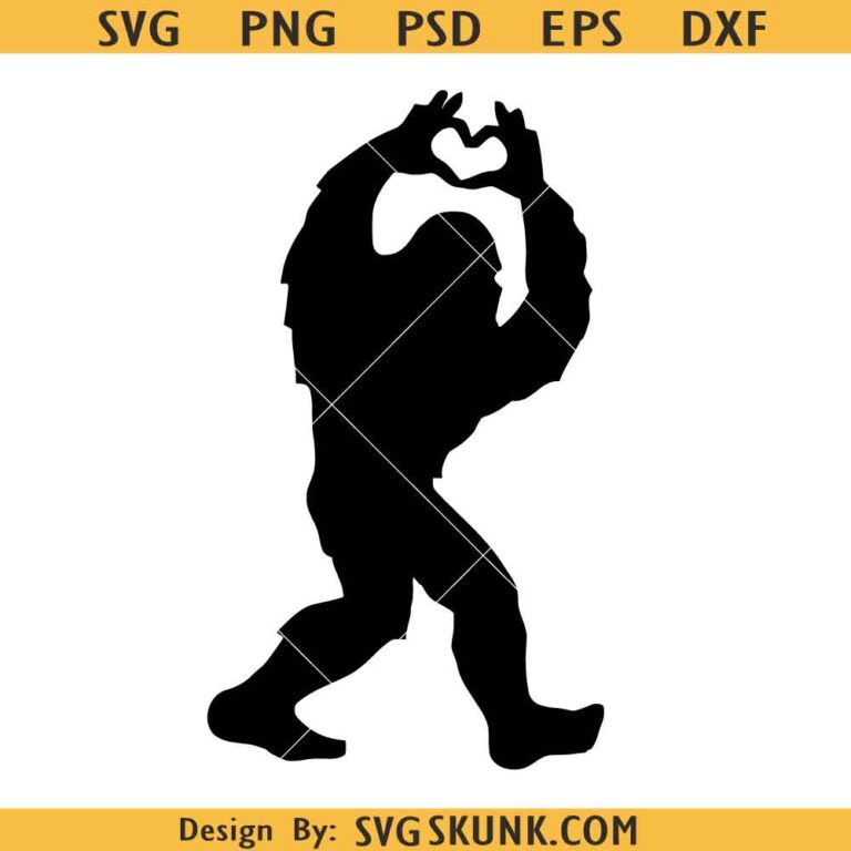 Bigfoot love sign SVG, Bigfoot heart sign SVG, sasquatch heart svg ...