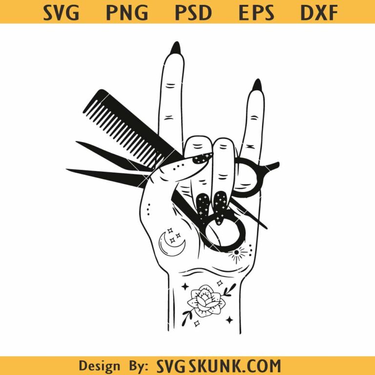 Hairstylist rock hand SVG, Hair Stylist Hand SVG, Barbershop SVG ...