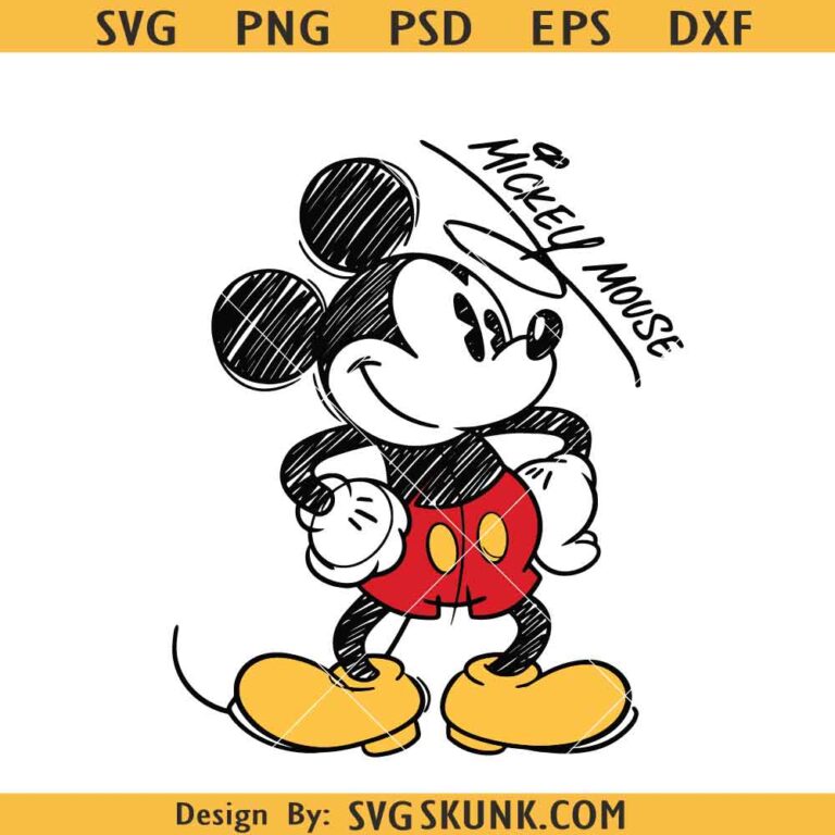 Mickey Sketch autograph SVG, Mickey with signature SVG, Mickey ...