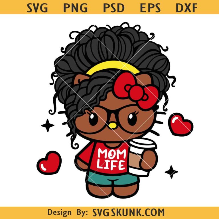Hello Kitty Afro mom life SVG, Hello Kitty afro hair SVG, Hello Kitty ...