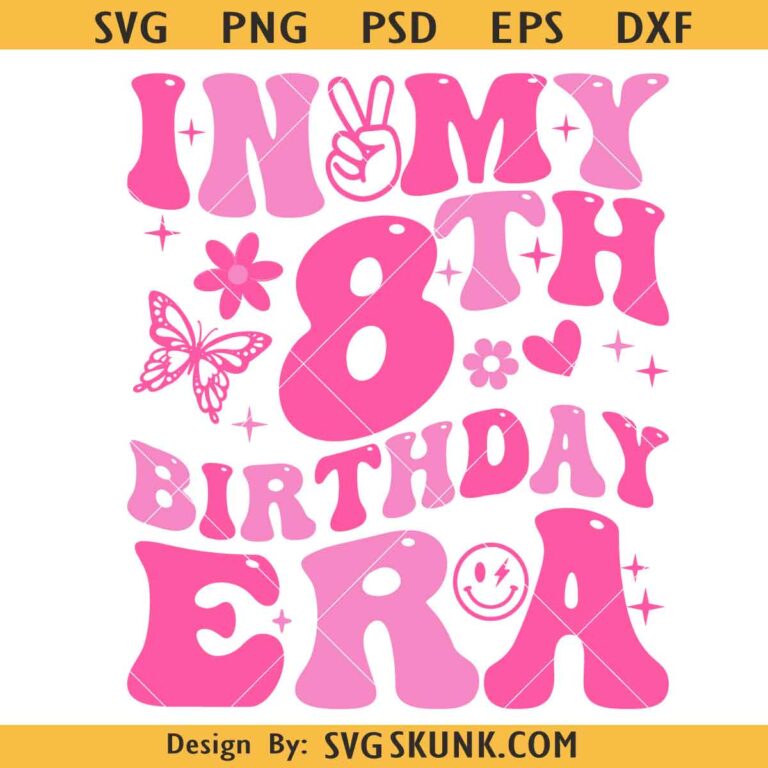 In my 8th birthday retro wavy SVG, retro groovy 8th Birthday svg, 8th ...