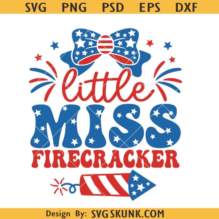 Little miss firecracker SVG, miss firecracker SVG, kids 4th of July svg