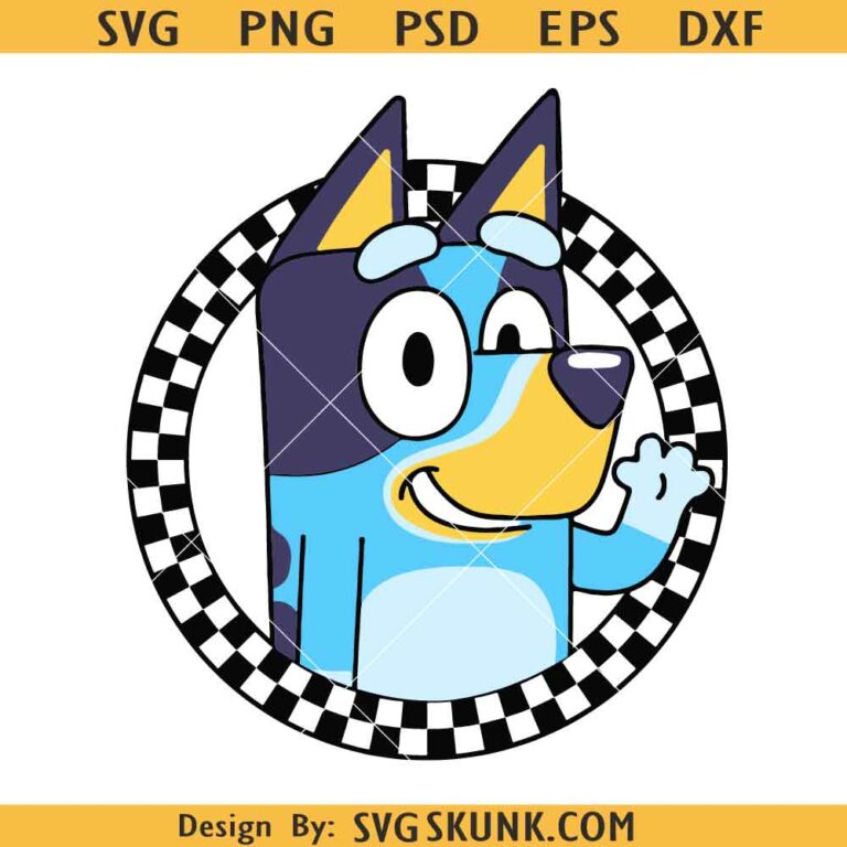 Bluey Checkered SVG, Bluey Cartoon Svg, Bluey Characters Svg