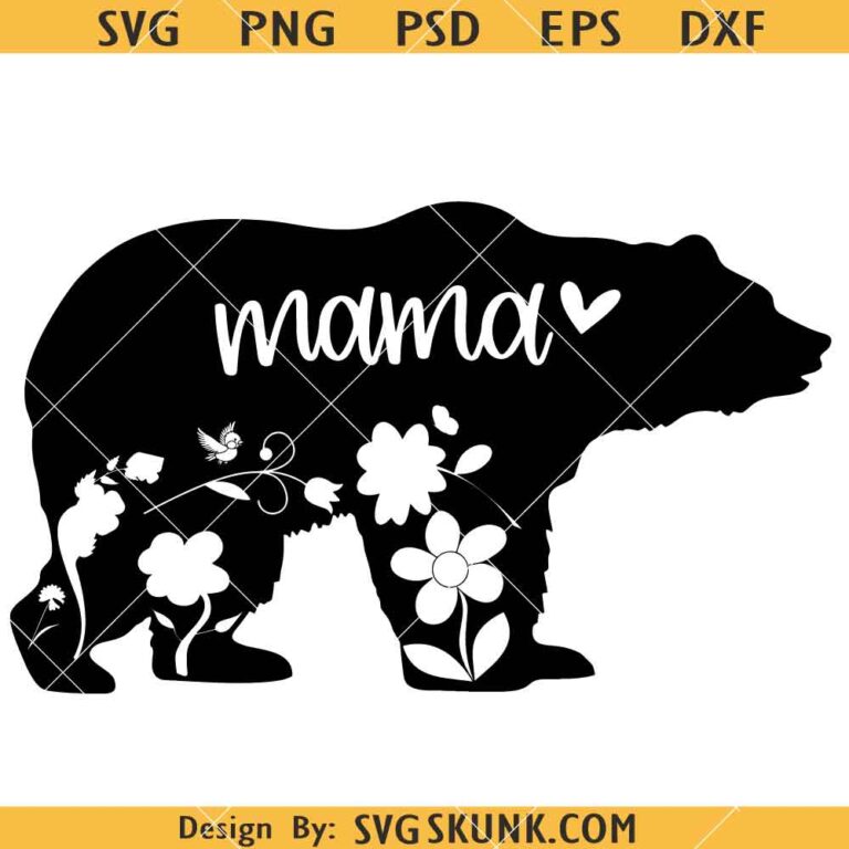 Mama bear with flowers svg, Mama Bear Svg, Mama Bear Floral Svg, Mama ...