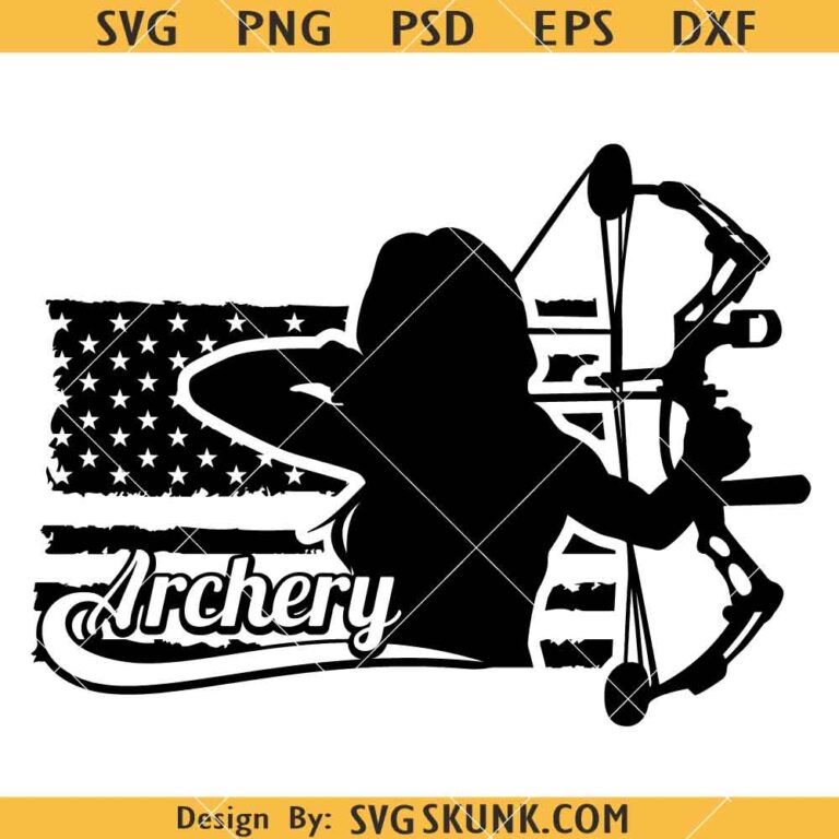 Girl Archery Flag SVG, Huntress American Flag Svg, Girl Archery Svg ...