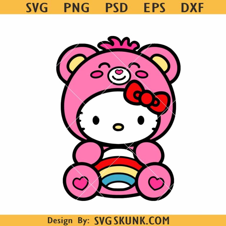 Hello Kitty Care bear SVG, Hello Kitty SVG, Rainbow Cheer Bear Svg ...