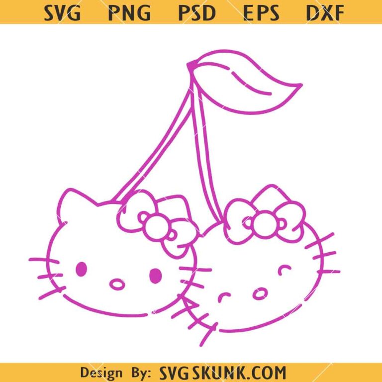 Hello Kitty Cherry Svg, Coquette Cherry Svg, Pink Bow Svg, Sanrio Svg ...