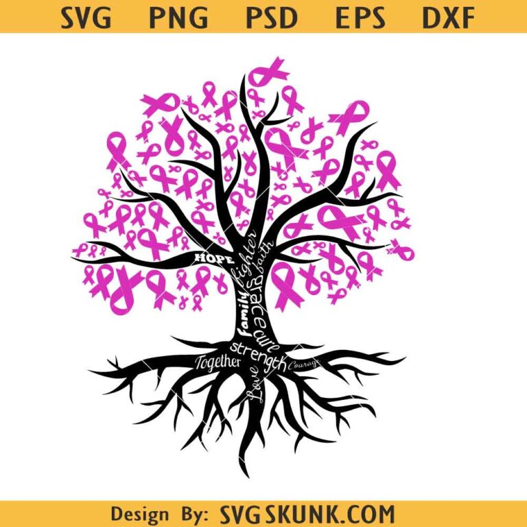 Pink Ribbon tree SVG, Breast Cancer Awareness Tree SVG, Cancer Tree SVG ...