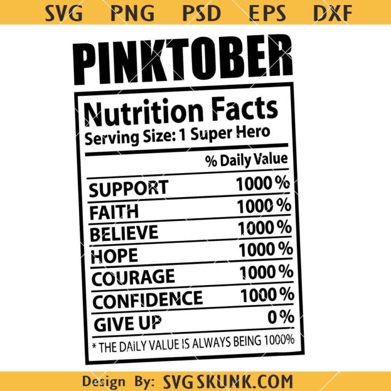Pink October Nutrition Facts SVG, Pink October Svg, Cancer Awareness SVG