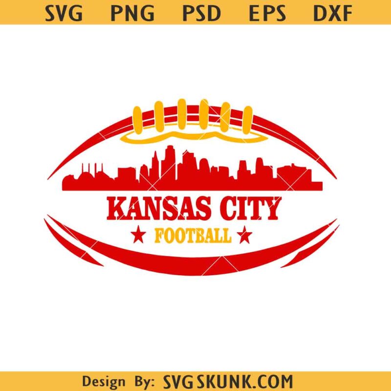 Kansas City skyline football svg, Football Season SVG, Kansas City ...