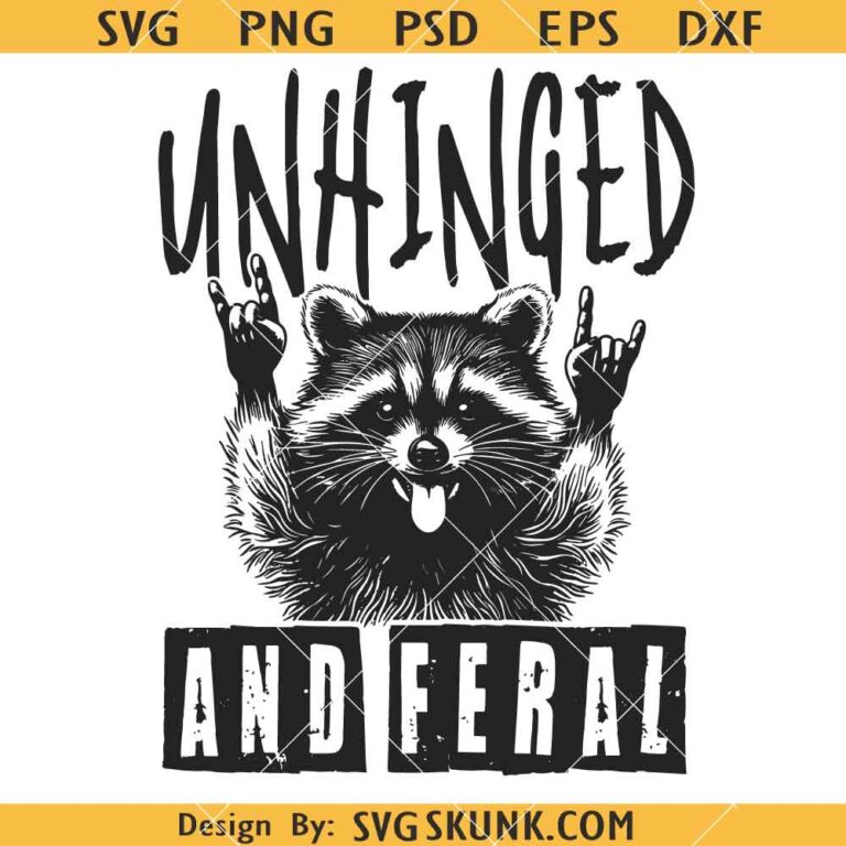 Unhinged And Feral Svg, Feral Summer Svg, Raccoon Rock Hand Svg