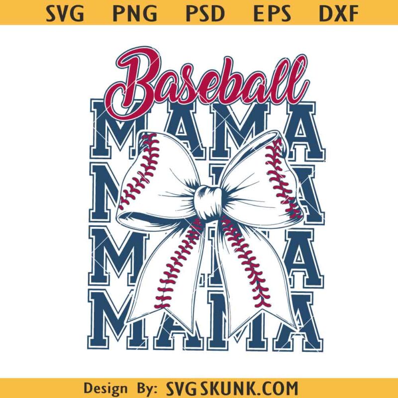 Baseball mama Coquette Bow svg, retro mama bow svg, baseball mama bow ...