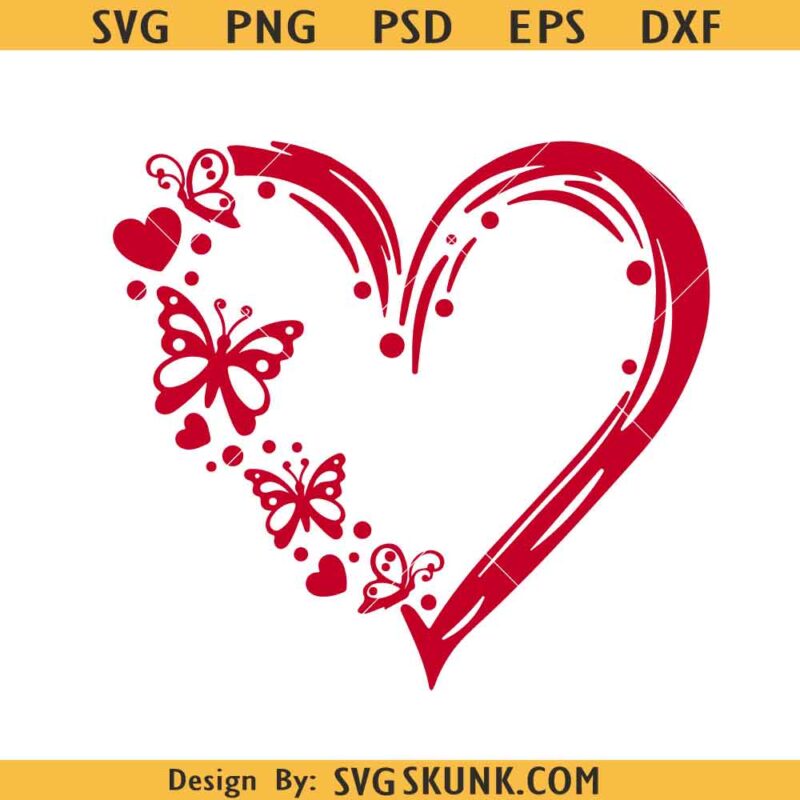 Butterfly Heart SVG, Valentines Day Shirt SVG, Butterflies Love Pattern Svg