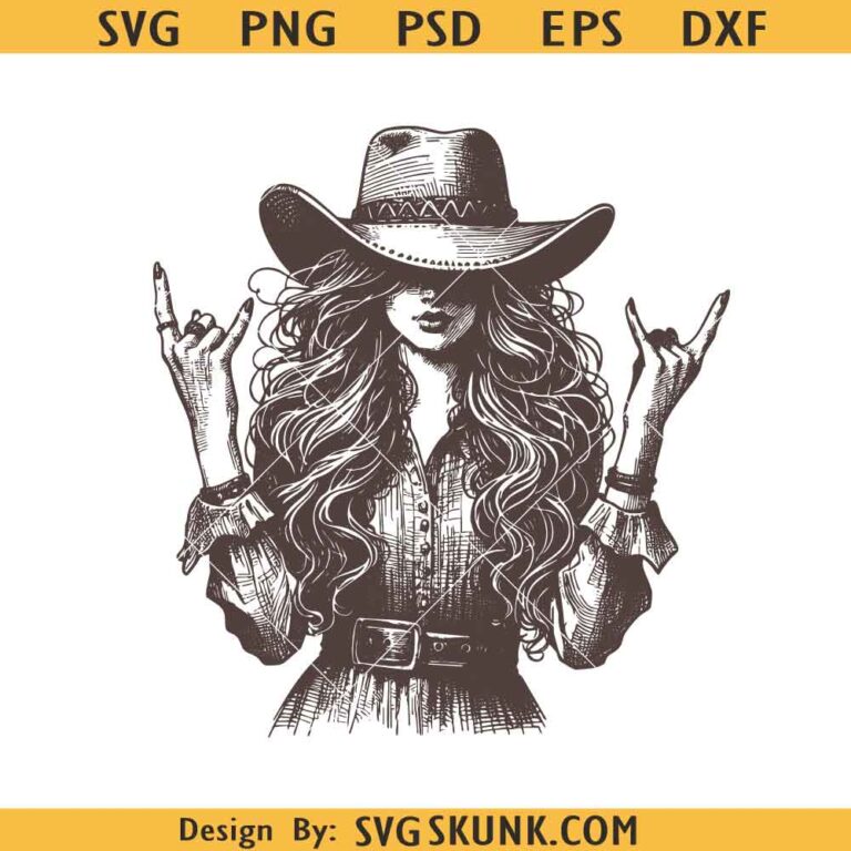 Cowgirl rocker hand SVG, western cowgirl svg, retro American cowgirl svg