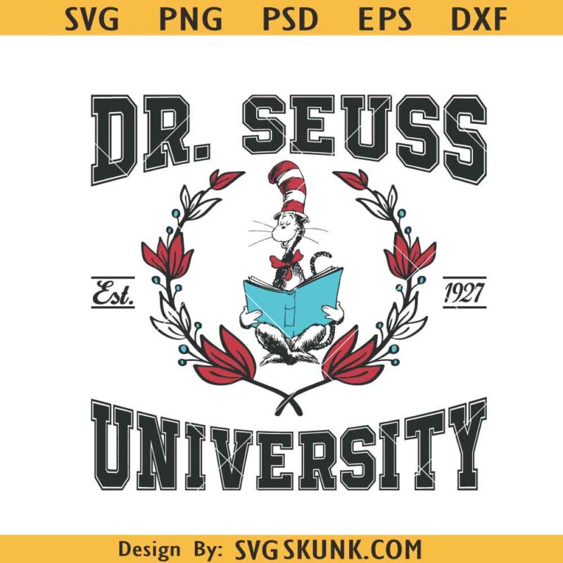 Dr Seuss University svg, Cat in the Hat SVG, Dr Seuss SVG, Seussville ...