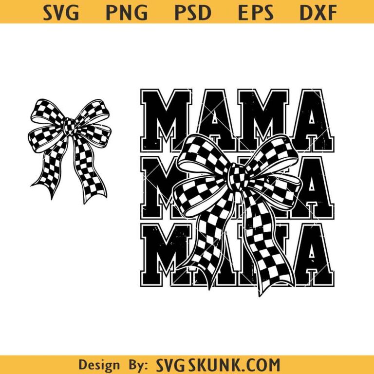 Mama Checkered Coquette Bow Svg, Mothers Day Svg, Mama Coquette Svg