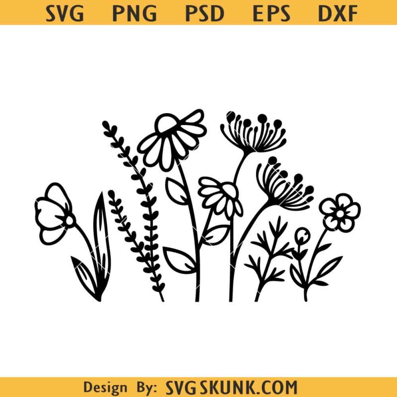 Wildflowers SVG, Flower SVG Cut File, Meadow SVG, Floral SVG