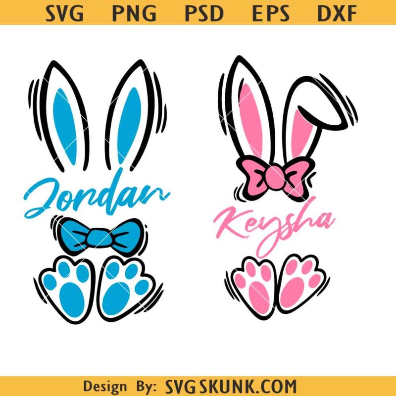 Bunny ears monogram SVG, Bunny name frame svg, bunny split monogram svg ...