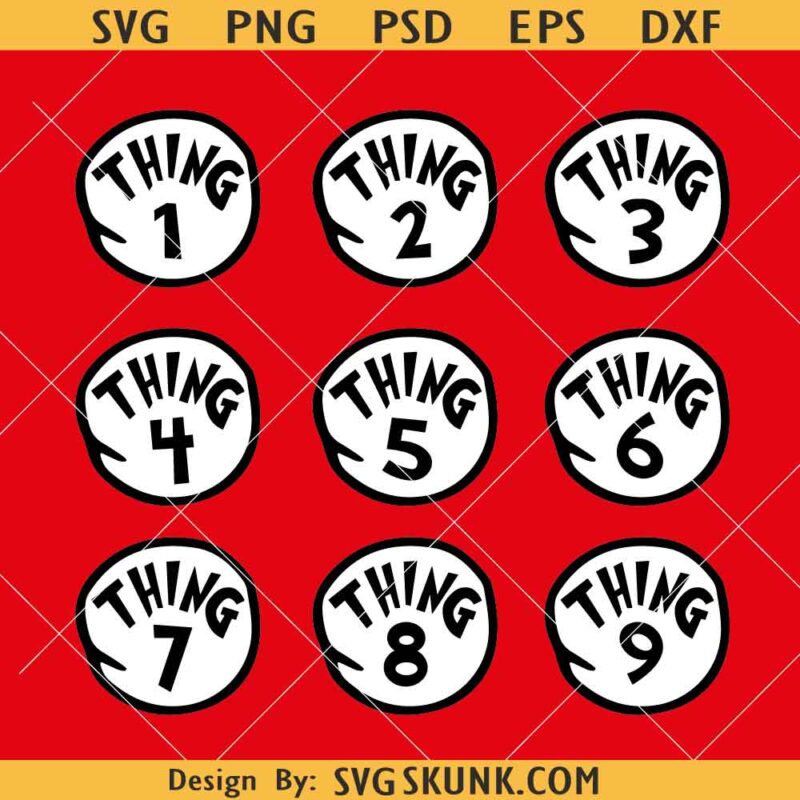 Thing 1 Thing 2 Thing 3 Svg, Dr Seuss Thing svg, Thing svg bundle