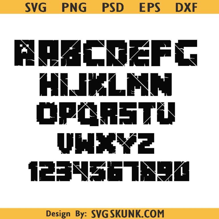 Minecraft Font Svg, Minecraft pixel font, Minecraft Alphabet svg