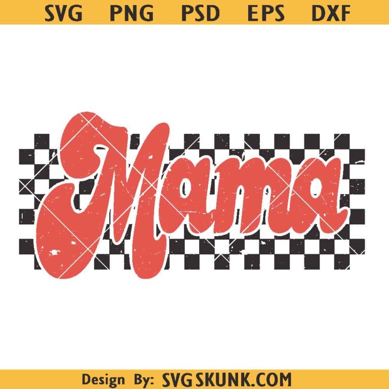 Retro checkered mama SVG, mama checkered svg, Retro mom svg files