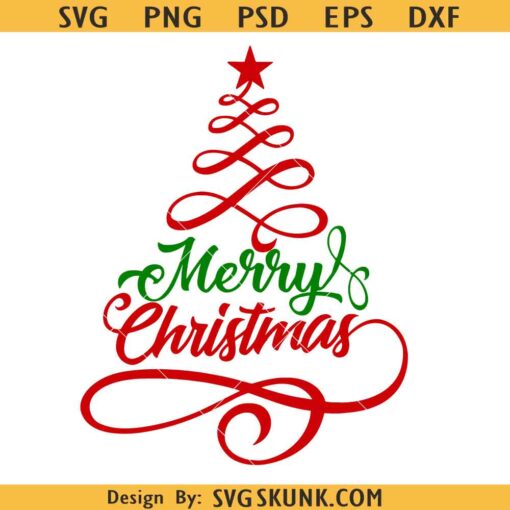 Merry Christmas Tree Svg, Happy Holidays Christmas Tree Svg, Christmas ...