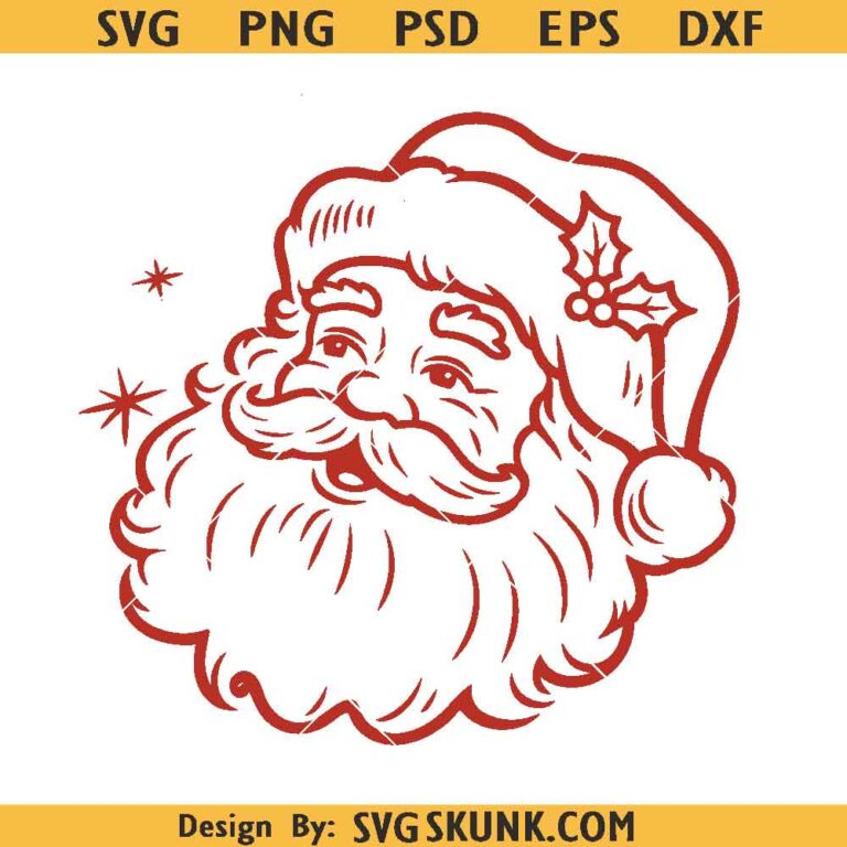 Santa Face SVG, retro Santa face SVG, cute Santa SVG, Santa Cut File ...