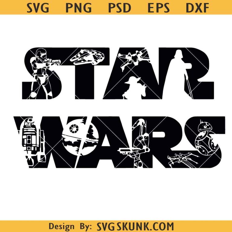 Star Wars Svg,Classic Star Wars Logo With Characters Svg, Star Wars Cut ...