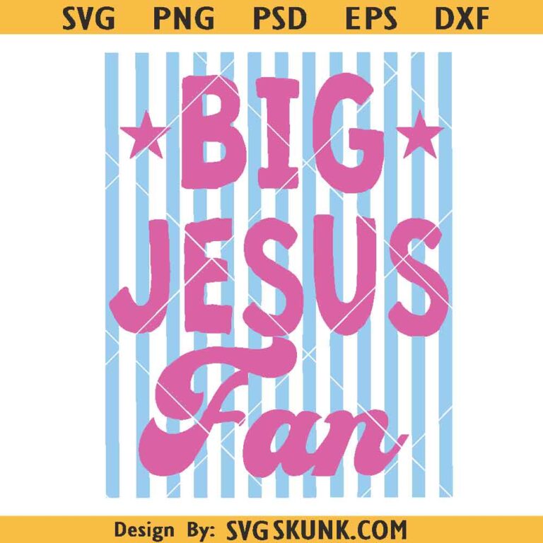 Big Jesus Fan SVG PNG, Striped Big Jesus Fan Svg PNG, Preppy Christian ...