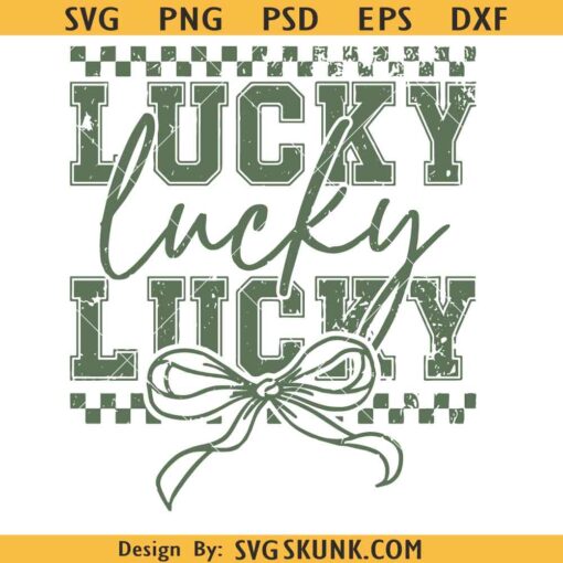 Lucky St.Patricks Day Coquette PNG SVG, Shamrock Svg, Lucky Clover Svg