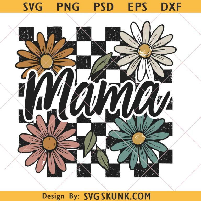 Retro Mama Floral Checkered SVG PNG, Floral Mama SVG PNG, Mama Groovy Png